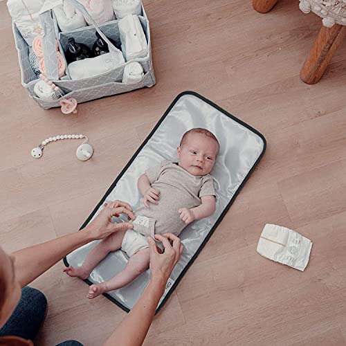 Baby Changing Pad, Portable Diaper Changing Pads for Newborn Girl & boy β Waterproof Travel Changing Station- Gift by Comfy Cubs (Grey, Compact)