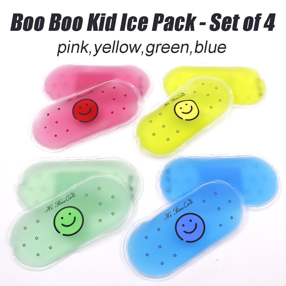 Small Ice Packs, Gel Ice Packs for Injuries Hot & Cold Ice Packs Bulk Reusable Gel Bead Ice Pack Cold Compress for Pain Relief, Christmas Gift (4 Count (Pack of 1) Smile)