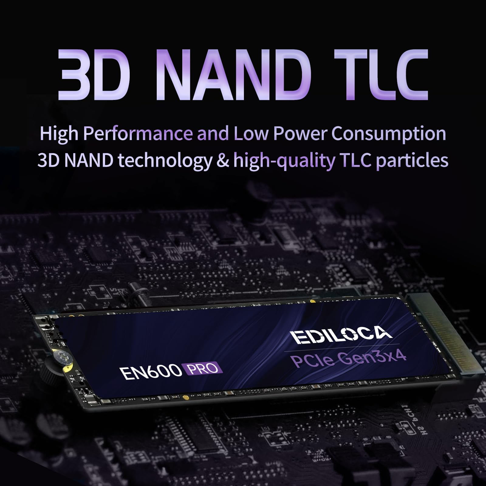 Ediloca EN600 PRO SSD 1TB PCIe 3.0 Gen 3x4, NVMe M.2 2280, Up to 3500MB/s, Internal Solid State Drive, SLC Cache 3D NAND TLC, Graphene Cooling Sticker, Storage for PC, Desktop and Laptops
