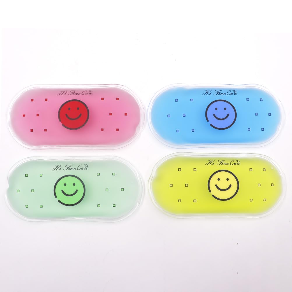 Small Ice Packs, Gel Ice Packs for Injuries Hot & Cold Ice Packs Bulk Reusable Gel Bead Ice Pack Cold Compress for Pain Relief, Christmas Gift (4 Count (Pack of 1) Smile)