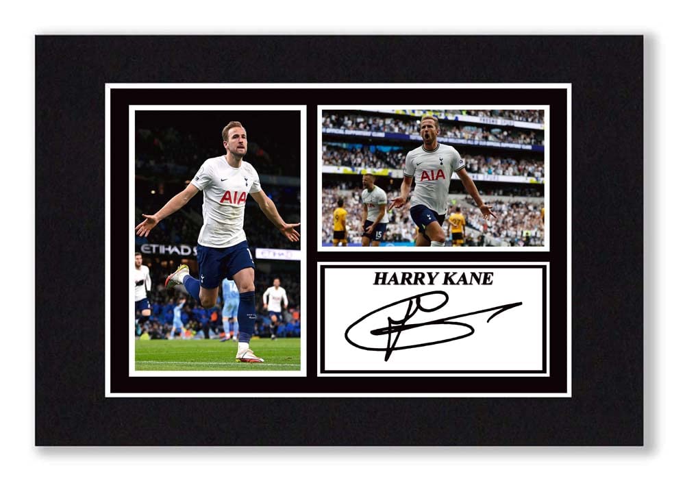 Set Of 4 Tottenham Signed A4 Mounted Photo Prints - Pre Printed Autograph - Ready To Be Framed - Harry Kane, Son Heung Min, Dejan Kulusevski & Richarlison