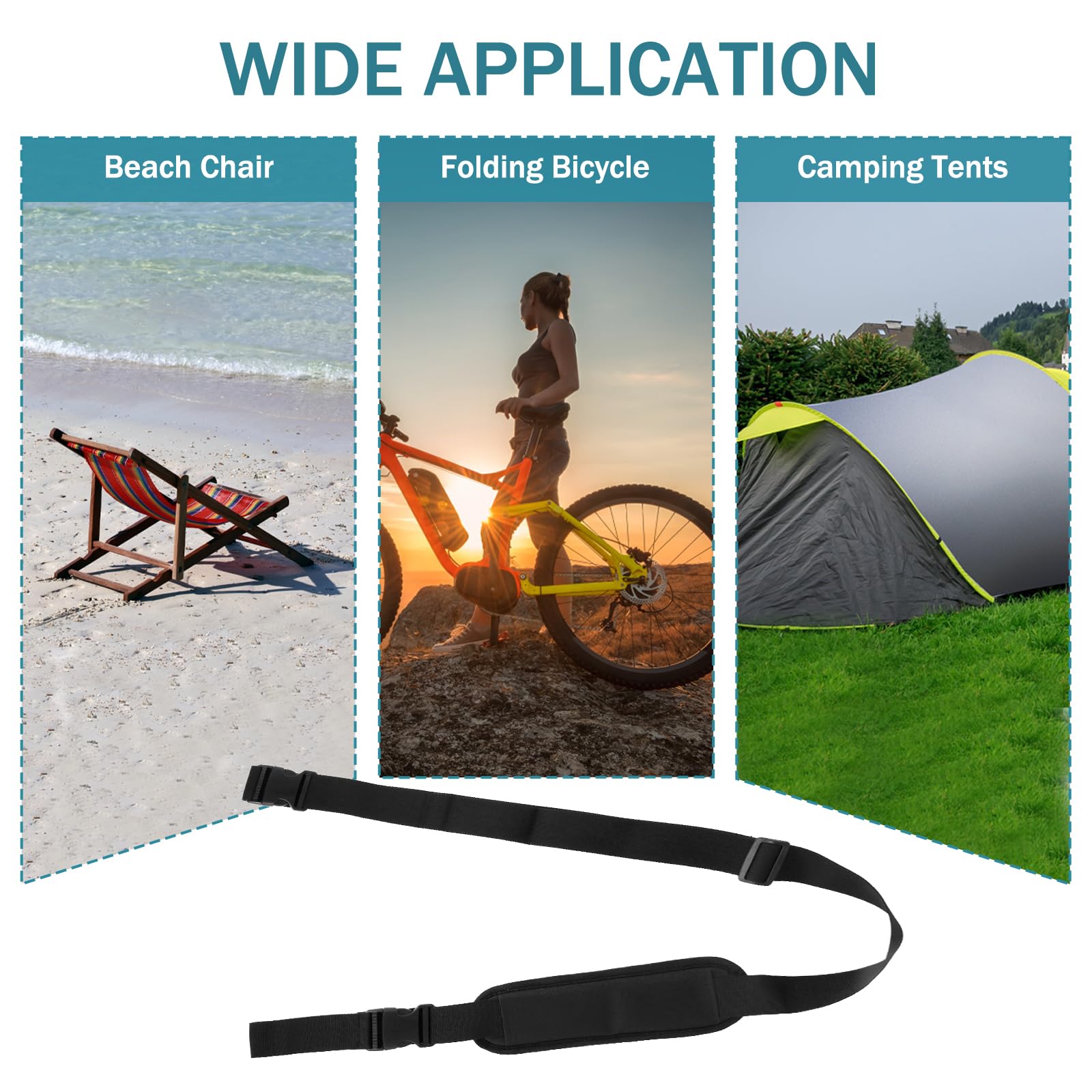 4 Pcs Beach Chair Folding Chair Carry Strap Set, Thick Camping Chair Strap Polyester Backpack Shoulder Strap Kit Folding Chair Carry Strap Replacement with Retractable Buckle for Outdoor Camping