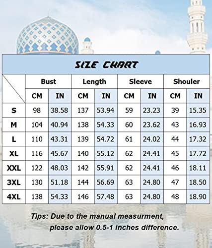 Abetteric Womens Long Sleeve Ethnic Style Full Zip Muslim Dresses Abaya with Hijabs Black 2XL