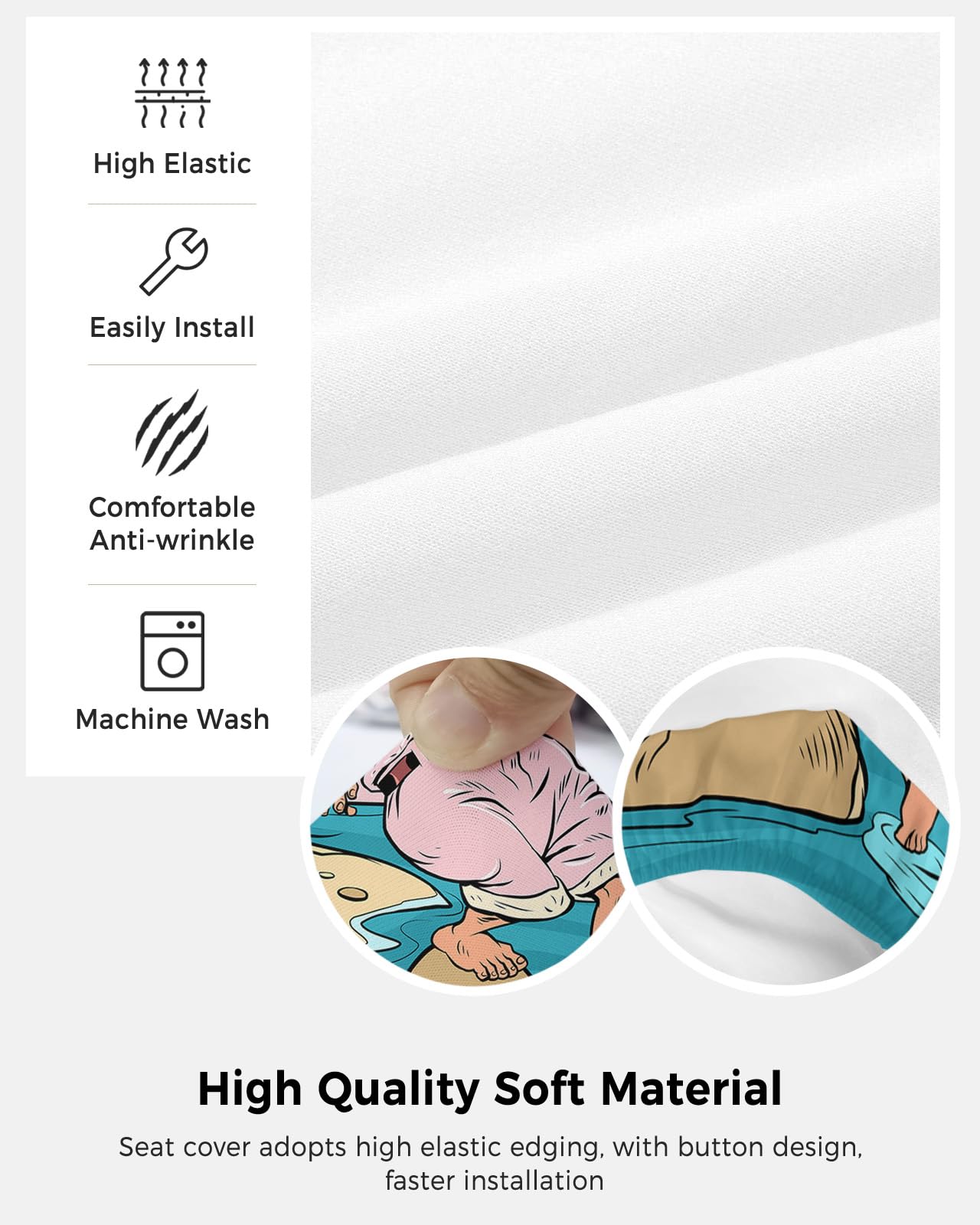 Tropical Santa Claus Office Chair Cover Stretchable Computer Chair Seat Cover Backrest Slipcovers, Stretchable Rotating Desk Chair Seat Cushion Split Protectors Christmas Pine Palm Tree Leaf