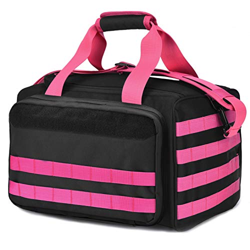 Tactical Gun Shooting Range Bag, Deluxe Pistol Range Duffle Bags Pink