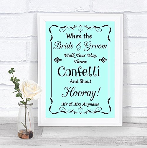 Aqua Confetti for Guests Personalized Wedding Sign