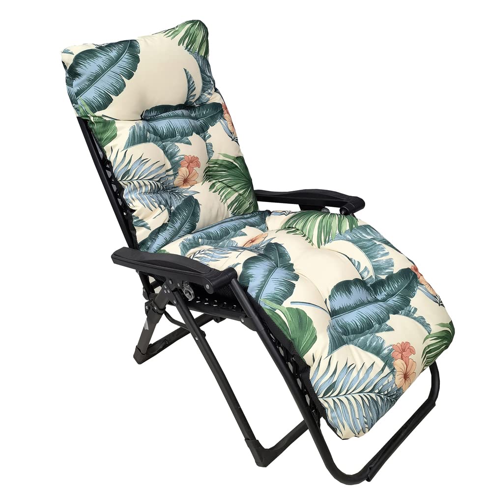 Waterproof Outdoor Lounge Chair Cushion 65 Inch-Sun Patio Chaise Lounger Cushion with Ties and Top Cover,Non-Slip Rocking Chair Swing Bench Cushion For Indoor/Outdoor Furniture (Hawaiian, 65 inch)