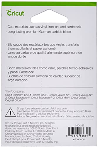 Cricut Premium Fine-Point Blade + Housing, Cutting Blade for Light to Mid-Weight Materials Like Cardstock, Vinyl, Iron-On & More, Works with Cricut Maker & Explore Machines, Gold