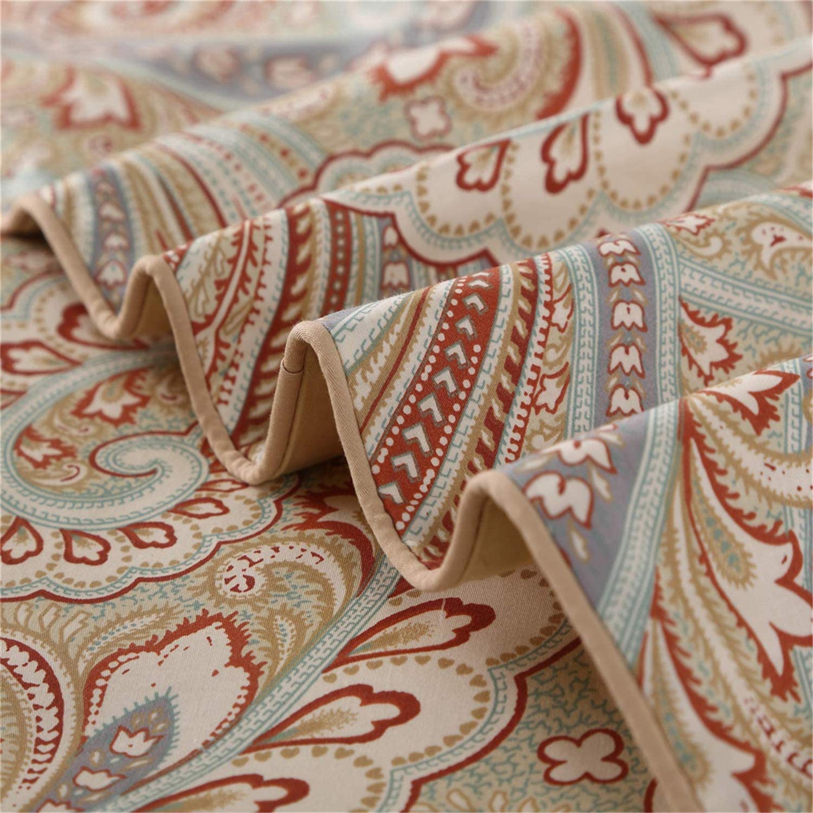 ABREEZE Cotton Damask Queen Duvet Cover Set Paisley Bedding Set 1 Duvet Cover with 2 Pillowcases 100% Egyptian Long-Staple Cotton Khaki,3pcs