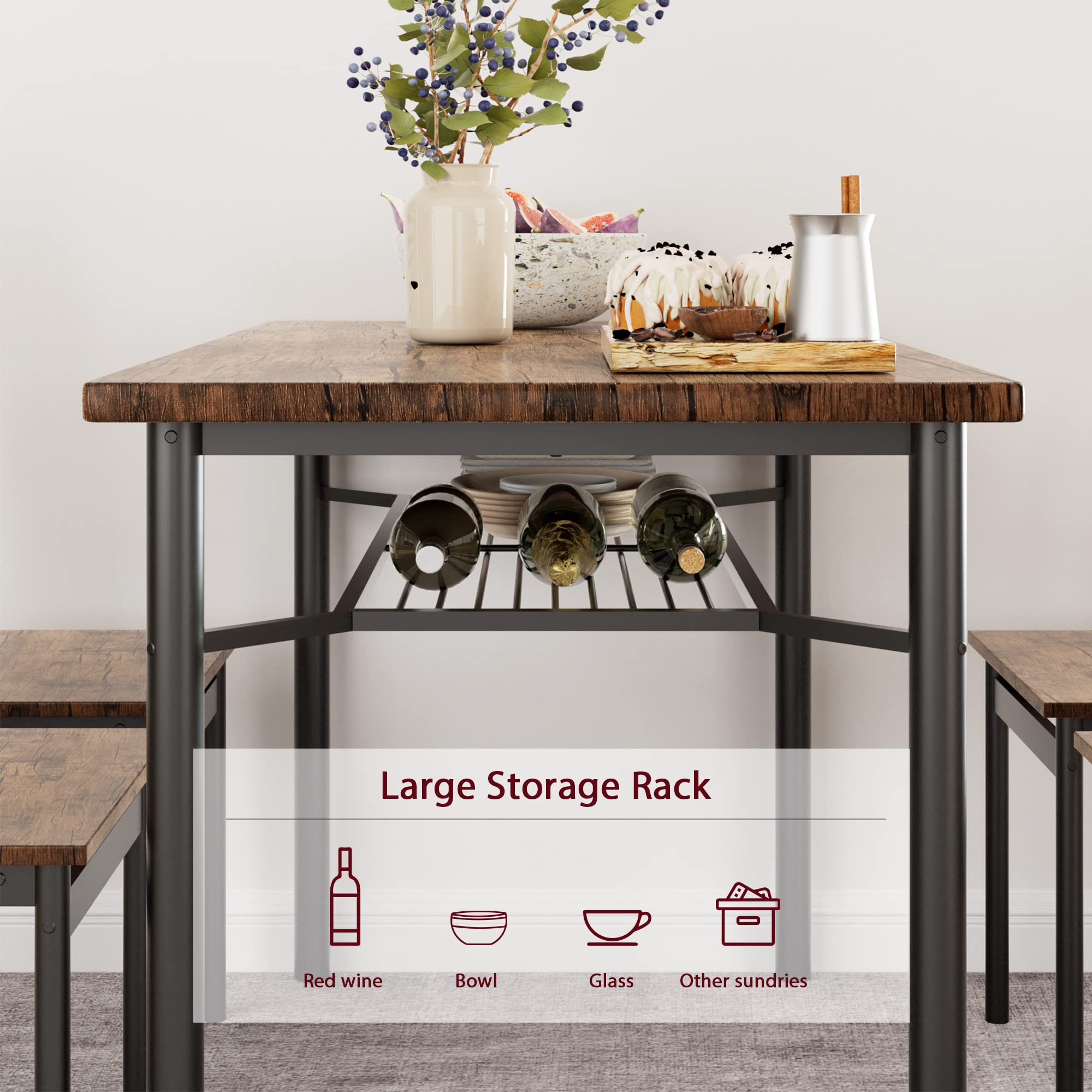 Fancihabor FAKITCHENTABLESET-MZYYJ-23053101, Rustic Brown