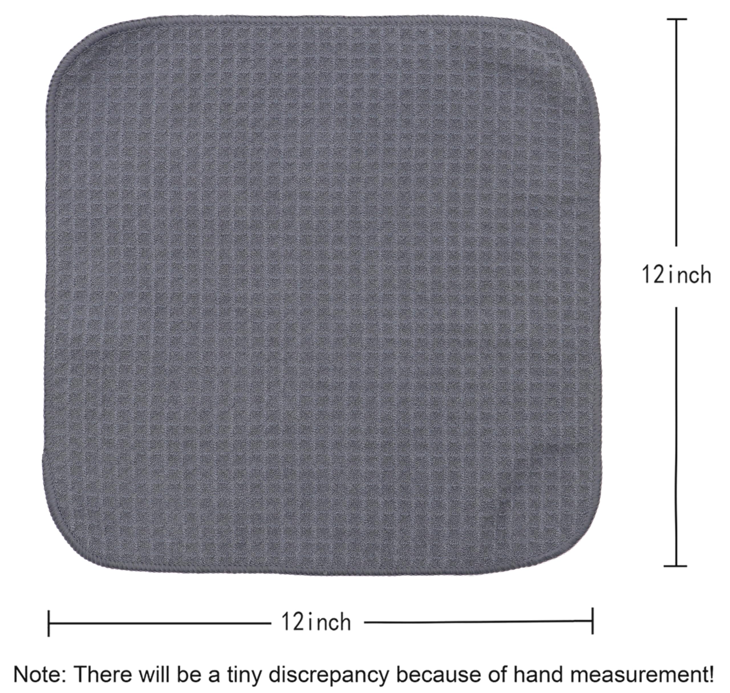 GQZLUCK Microfiber Cleaning Cloth Kitchen Dish Cloths Dish Rags, Odor Free Dish Cloths for Washing Dishes, Absorbent Waffle Weave Kitchen Washcloths 12Inch X 12Inch 7 Pack (Grey)