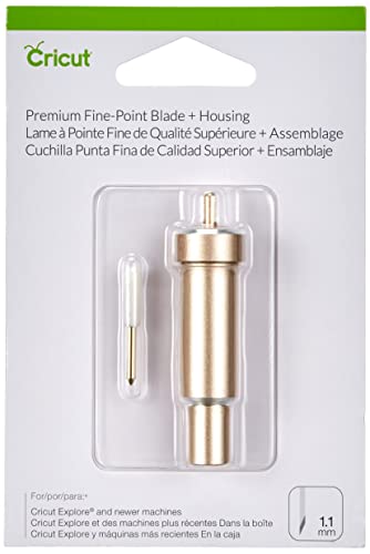 Cricut Premium Fine-Point Blade + Housing, Cutting Blade for Light to Mid-Weight Materials Like Cardstock, Vinyl, Iron-On & More, Works with Cricut Maker & Explore Machines, Gold