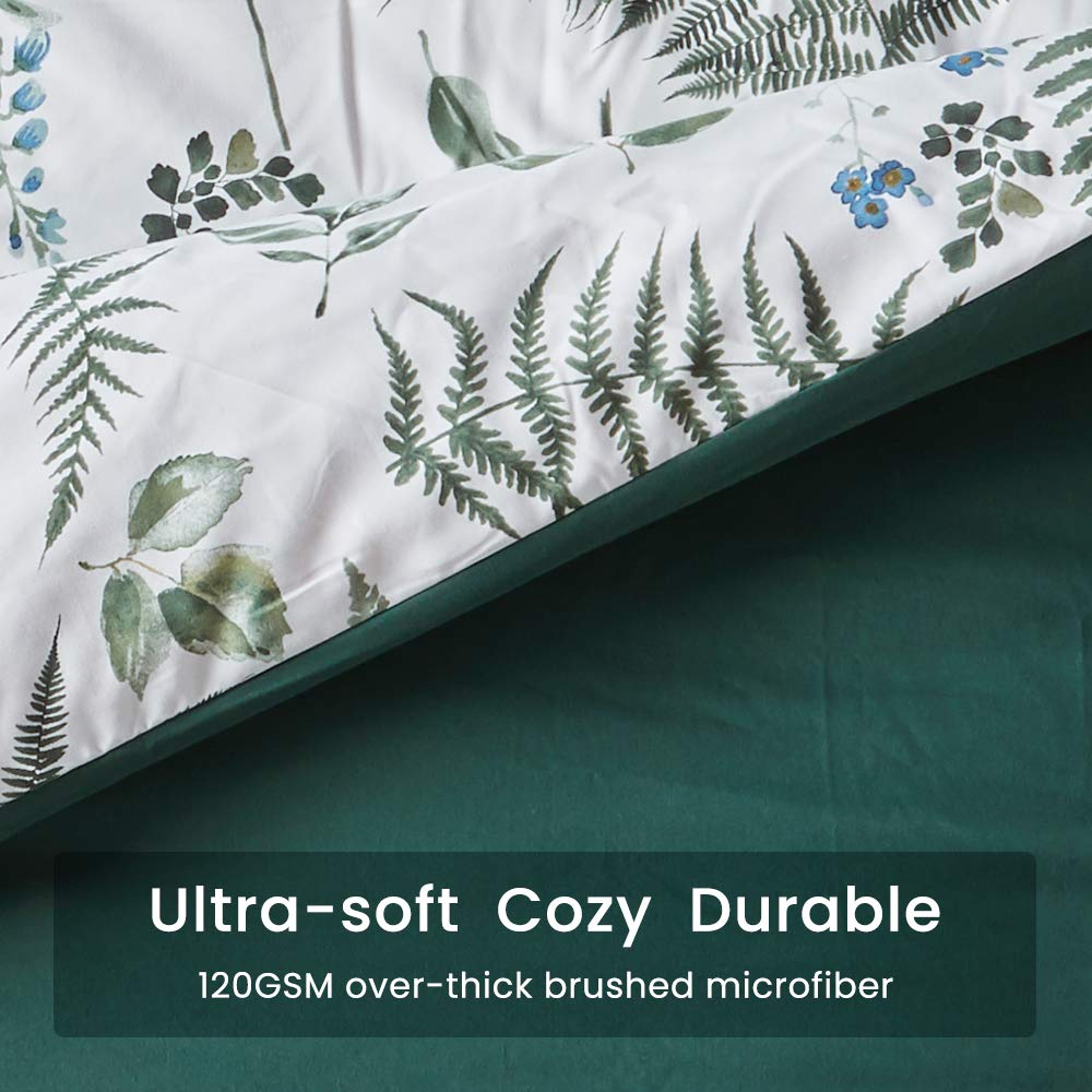 SLEEP ZONE Bedding Duvet Cover Sets Printed Pattern Tropical Plants 120gsm 1 Pillowcase Ultra Soft Zipper Closure Corner Ties, Green, Twin (68 x 90 inch | 1 Pillow Sham)