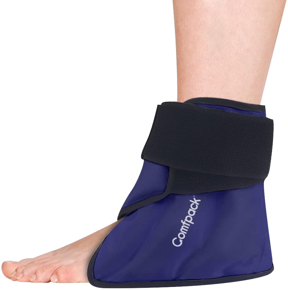 Comfpack Ankle Ice Pack Wrap for Swelling, Heel Ice Pack for Pain Relief, Hot Cold Therapy Foot Ice Pack Wrap for Plantar Fasciitis, Achilles Tendonitis, Ankle Sprain, Swelling, Heel Spur, Navy