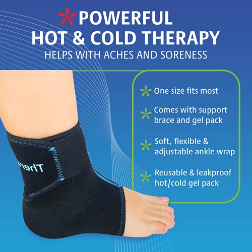 TheraPAQ Ankle and Foot Ice Pack Wrap -Small Reusable, Compression Hot and Cold Gel Pack for Relief from Pain Heel Discomfort, Foot Swelling, Surgery for Athletes and Elderly -Pregnancy Must Haves