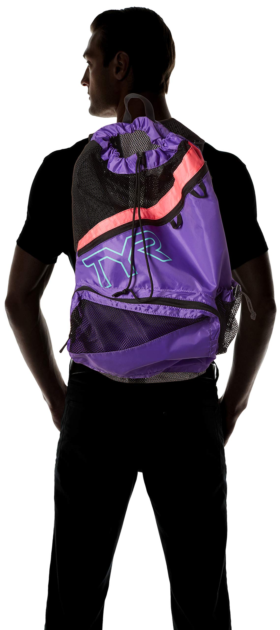 TYR Elite Team Mesh Backpack, Pink/Purple, one Size