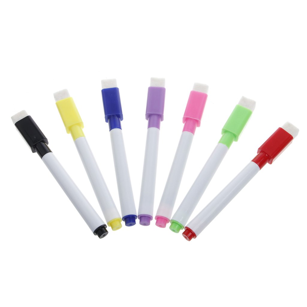 Forgun 5Pcs Whiteboard Pen Erasable Dry White Board Markers Black Ink Fine Size Nip