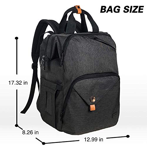 Hap Tim Diaper Bag Backpack,Large Capacity Travel Back Pack Maternity Baby Nappy Changing Bags, Double Compartments with Stroller Straps,Waterproof,Black (US7340-DG)