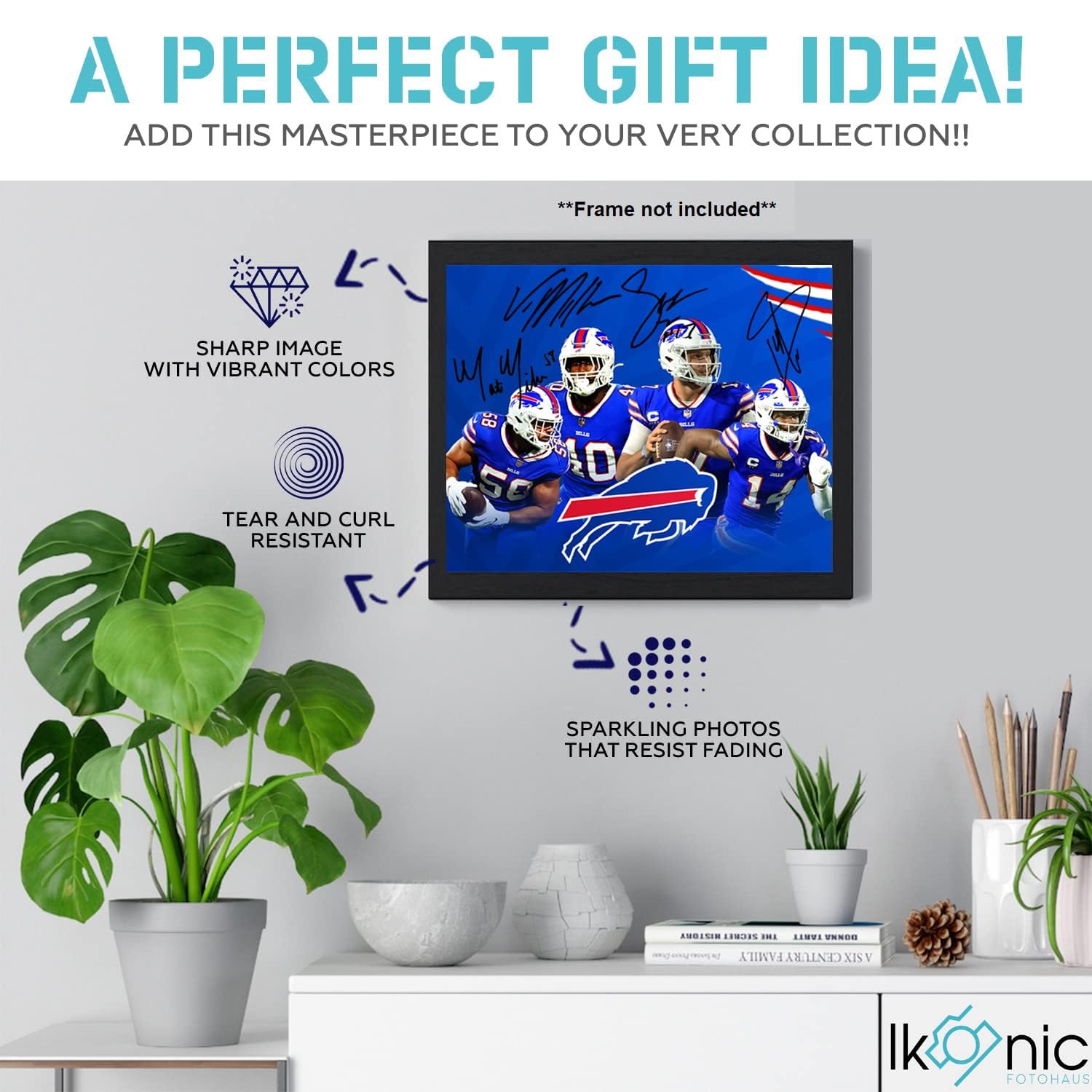 Ikonic Fotohaus Josh Allen Stefon Diggs Von Miller Matt Milano Signed Photo Autograph Print Wall Art Home Decor
