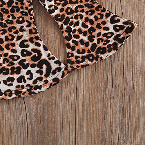 Kid Toddler Baby Girl Spring Summer Sleeveless Backless Romper One Piece Leopard Printed Jumpsuit Bell-Bottomed Flare Pants
