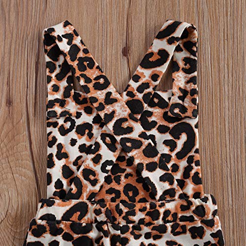 Kid Toddler Baby Girl Spring Summer Sleeveless Backless Romper One Piece Leopard Printed Jumpsuit Bell-Bottomed Flare Pants