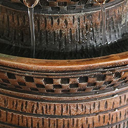 Indoor Waterfall Fountain Tabletop Fountains with LED Lights, Lighted Illuminated Waterfall Indoor Relaxation Fountains for Home Office Decor (Cascade Style 3)