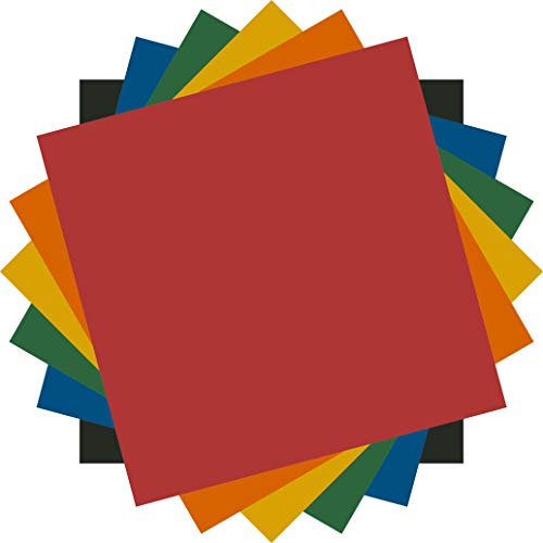Cricut Premium Vinyl - Permanent, 12” x 12” Adhesive Decal Sheets Brights Sampler, Tomato Red, Orange, Maize Yellow, Kelly Green, Medium Blue, Forest Green
