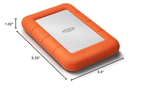 LaCie Rugged Mini 1TB USB 3.0 Portable External Hard Drive - Shock, Dust and Rain Resistant for Mac and PC