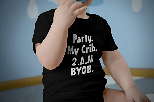 Luxxology Party 2AM. My Crib. BYOB Baby Infant Bodysuit, Light Blue 6M