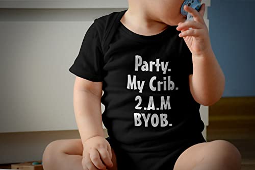 Luxxology Party 2AM. My Crib. BYOB Baby Infant Bodysuit, Light Blue 6M
