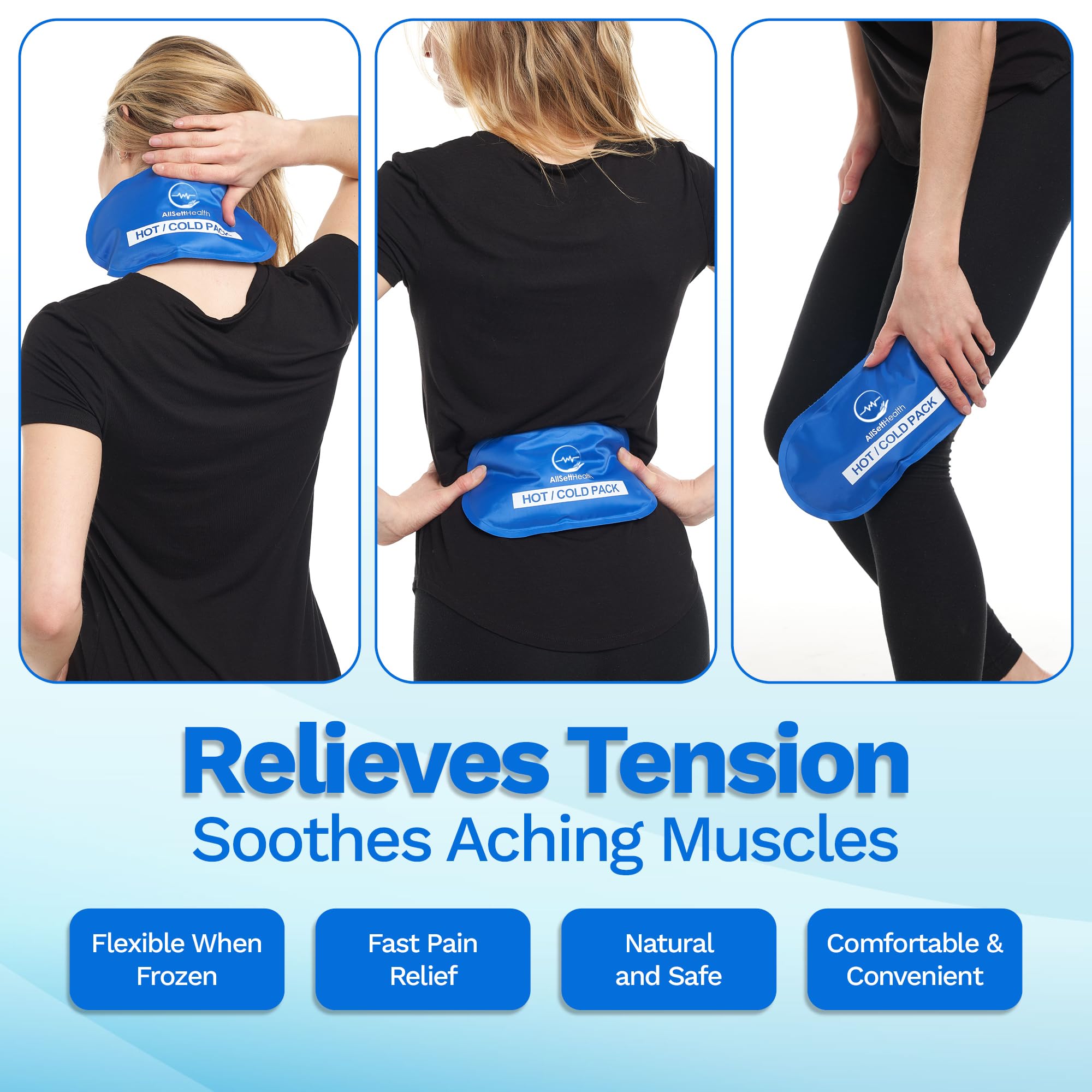 Reusable Hot and Cold Gel Ice Packs for Injuries | Cold Compress, Ice Pack, Gel Ice Packs, Cold Packs for Injuries, 10.5" x 5" | 4 Pack