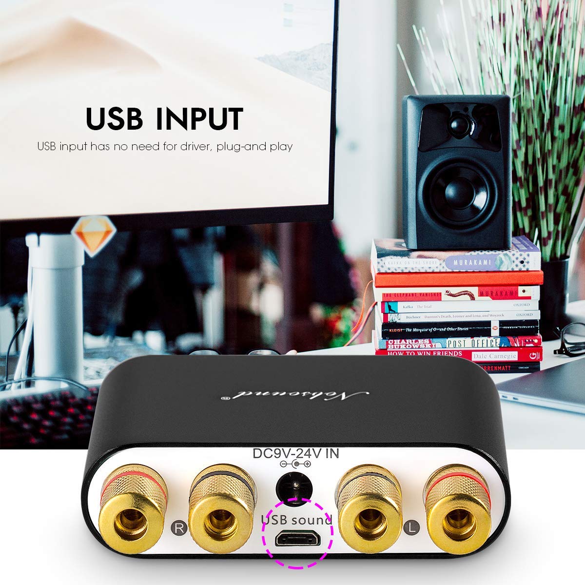 Nobsound NS-10G Bluetooth 5.0 2 Channel Power Amplifier HiFi Stereo Audio Mini Amp Wireless Receiver 50Wx2 for Home Speaker with USB & Bass Sound Effect (Black)