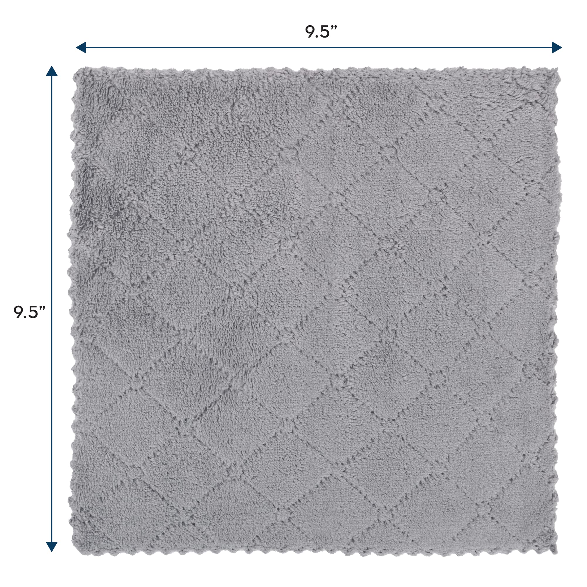 S&T INC. Kitchen Dish Cloths or Cleaning Towels, 9.5 Inch by 9.5 Inch, Grey and White, 12 Pack