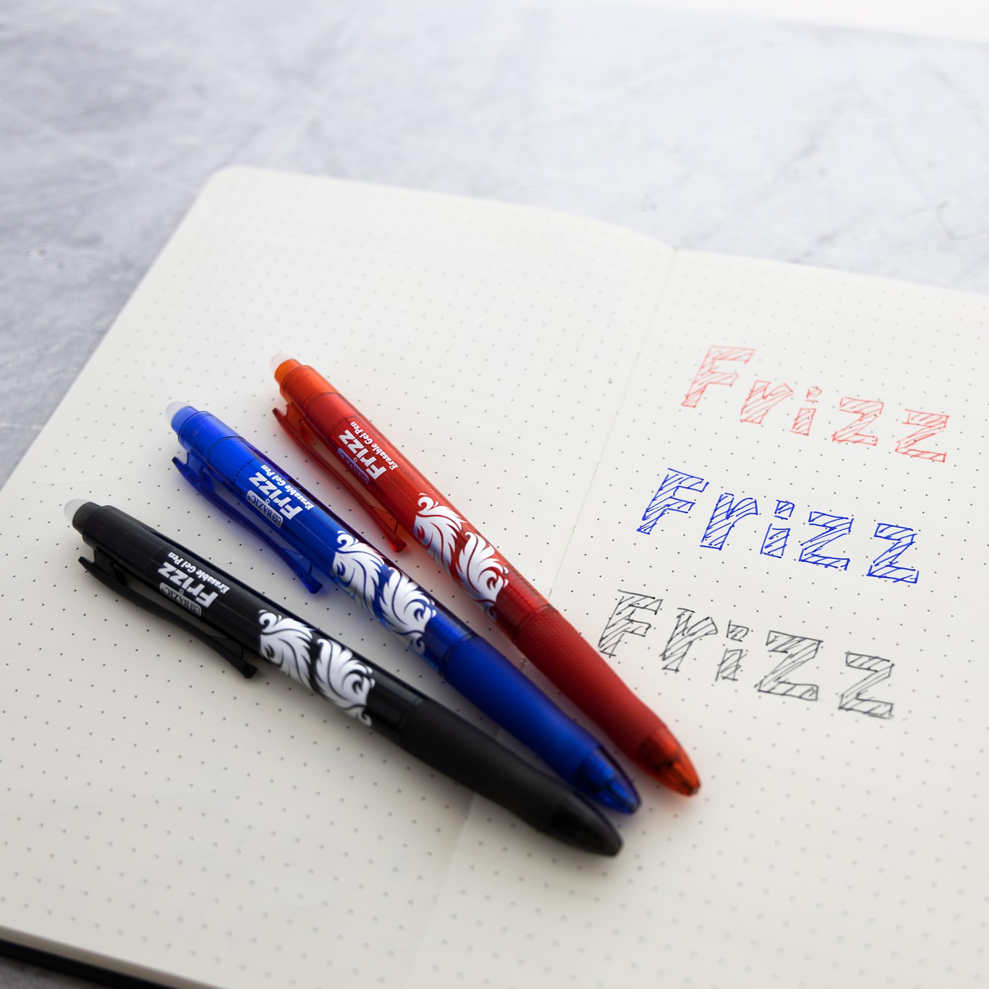 BAZIC Frizz Erasable Gel Pen 0.7mm Black Color, Retractable Clicker Fine Point Inks Pens for Gift Office School, 144-Packs