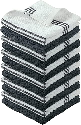 Oakias Terry Dish Cloths Grey (12 Pack, 12 x 12 Inches) – Cotton Dish Towels – Highly Absorbent & Quick Drying Kitchen Towels – Pop Corn Style…