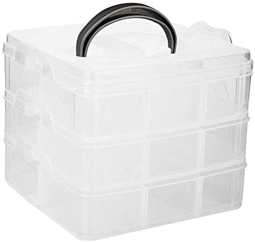 OULII 3 Layers 18 Compartments Craft Organizer Box Plastic Adjustable Storage Box Case Small Storage Container Case for Beads Crafts Jewelry Sewing Supply