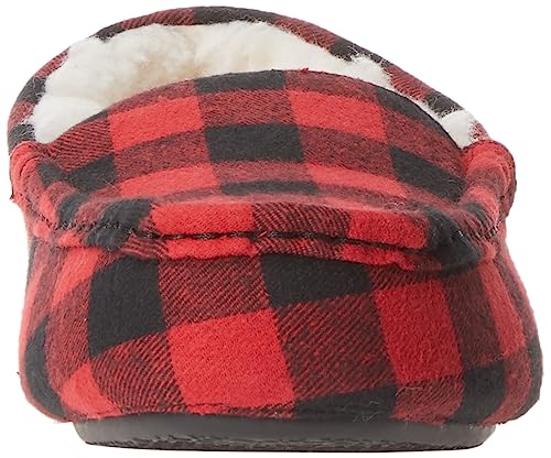 Amazon Essentials Men's Moccasin Slipper, Black Red Buffalo Check, 13