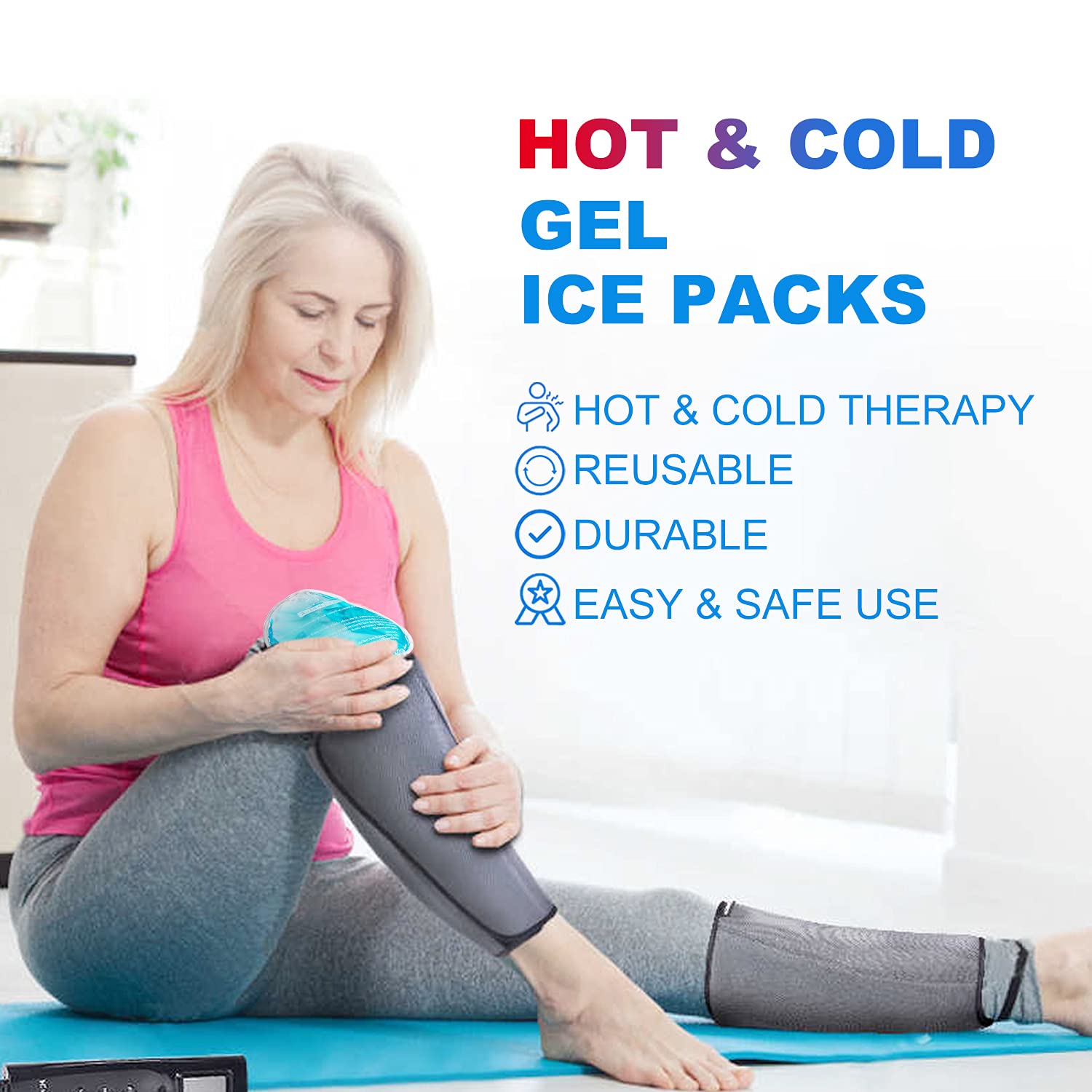 Tutmyrea Ice Packs for Injuries Reusable, 8 Pack Soft Gel Pack, Hot and Cold Compress, Ice Pack for Kids Boo Boo, Cold Packs for Injuries, Migraines, First Aid, Pain Relief, Wisdom Teeth