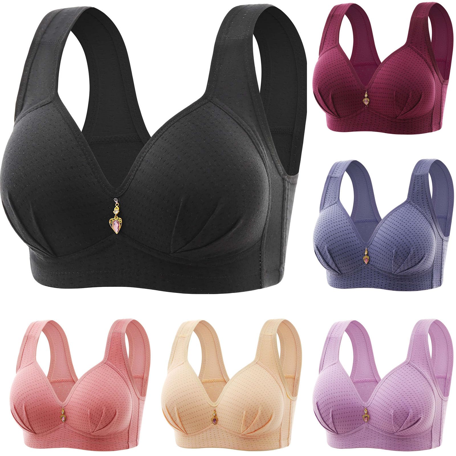 TIANEK Funny Gifts Under 5 Dollars Woman's Wireless Full Coverage Bralette Mesh Breathable Bra Underwear Push Up Comfort Corset Bra Cute Charm Daisy Bras Black