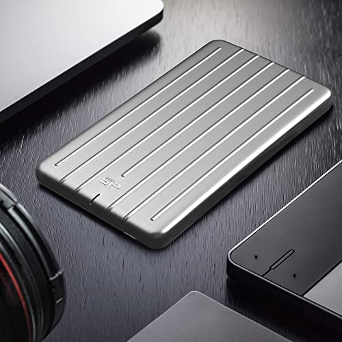 Silicon Power 1TB B75 Rugged Portable External SSD USB 3.2 Gen 1 (USB3.0) Write 430MB/s with USB Type A to Type C Connector, Silver