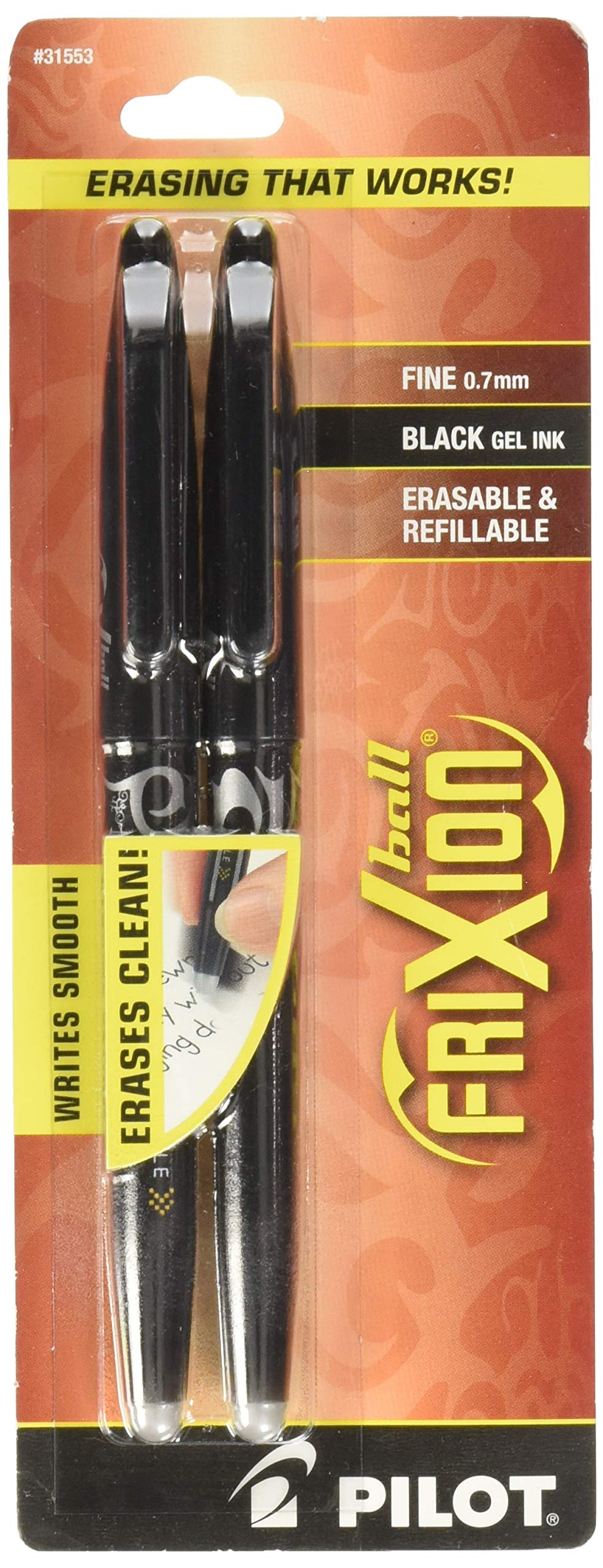 Frixion Erasable Gel Pen in Black [Set of 6] Color: Black