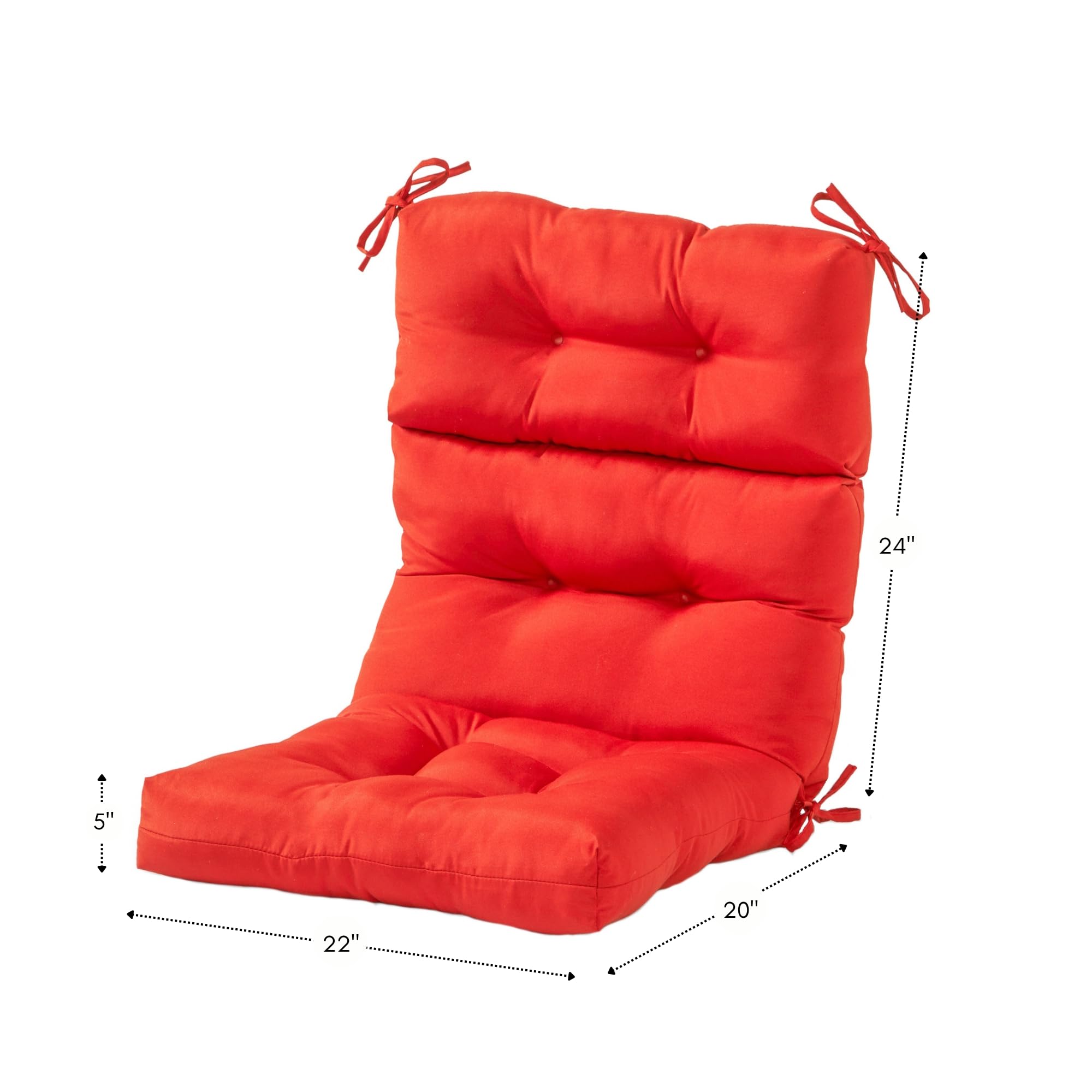Greendale Home Fashions Outdoor 44 x 22-inch High Back Chair Cushion, Set of 2, Fire 2 Count