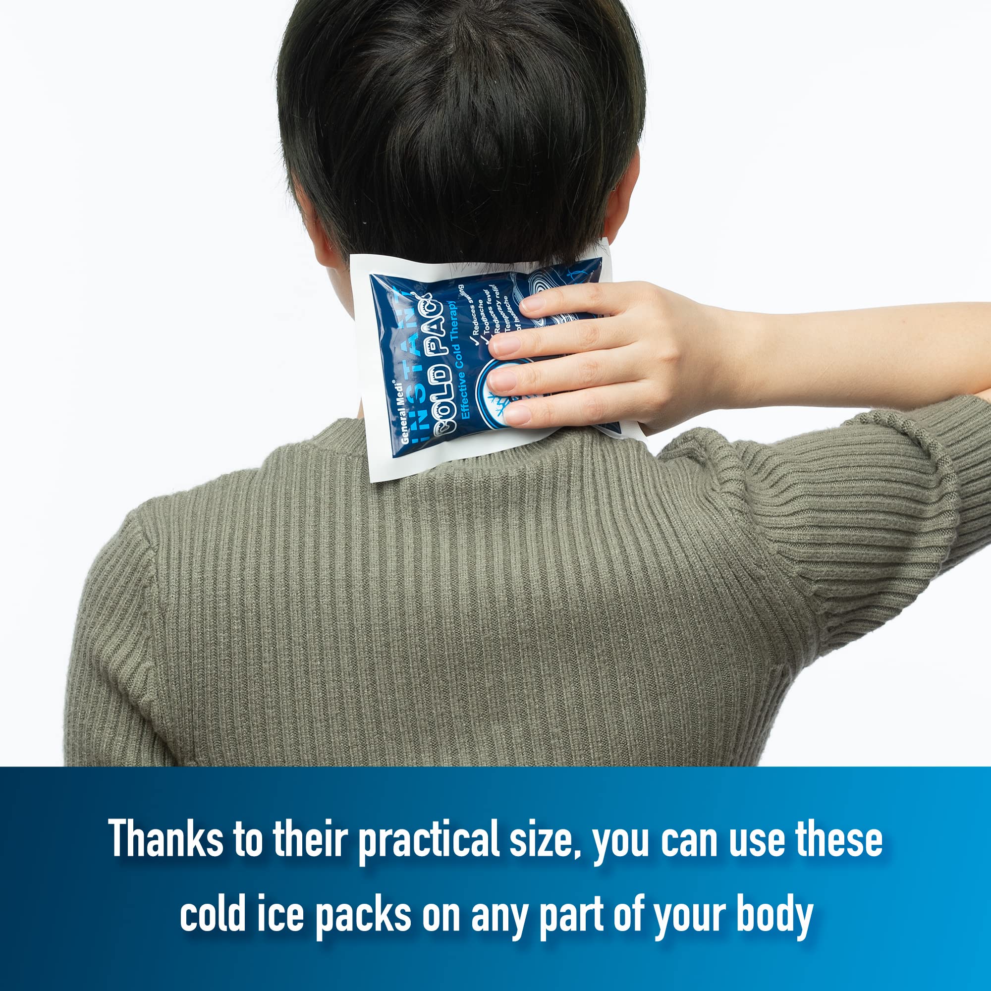 General Medi Instant Ice Cold Pack (4”x 5.5”) – 25 Packs Disposable Cold Therapy Ice Packs for Pain Relief, Swelling, Inflammation, Sprains, Toothache – for Athletes & Outdoor Activities