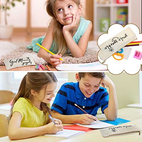 10 Pieces Canvas Pencil Bag with Zipper Canvas Pen Pouch Makeup Bag Pencil Case Cosmetic Bag Travel for Office and Back to School, 7.9 x 3 inch