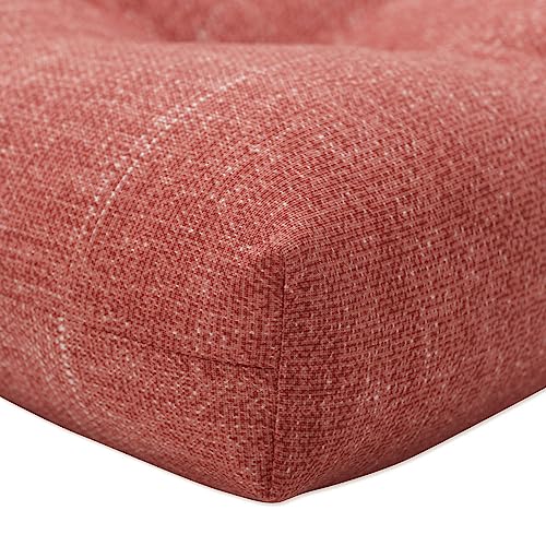 Pillow Perfect Tory Solid Indoor/Outdoor Reversible Patio Chairpad with Ties Weather and Fade Resistant, 15.5" x 16", Orange, 2 Count