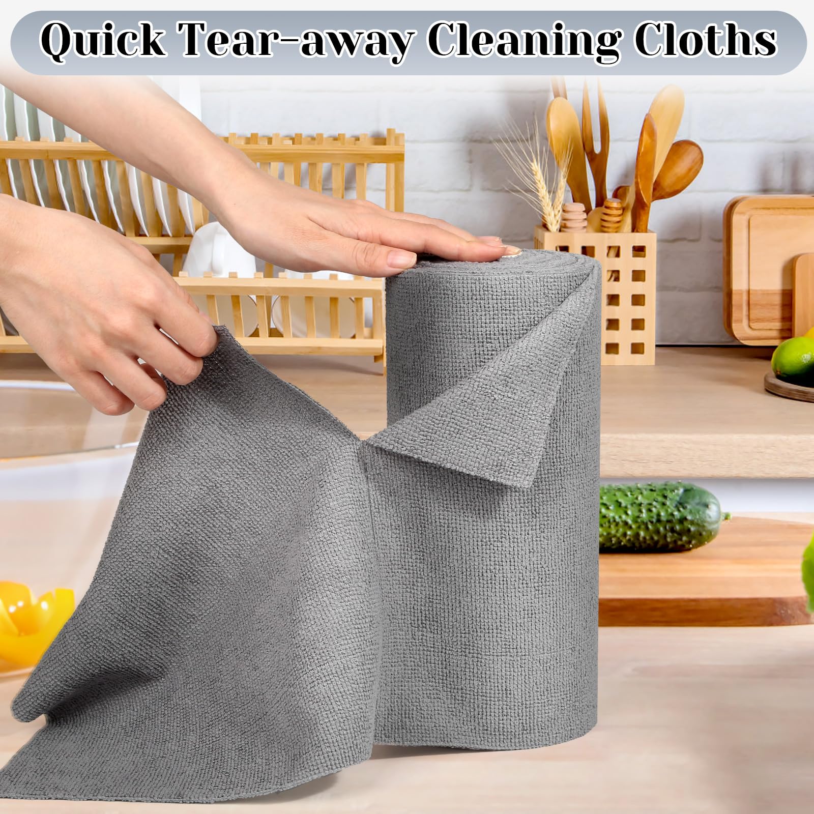 LifeisLuck 45 Pack Microfiber Cleaning Cloth Roll, 10" x 10" Tear Away Reusable Towels Washable Rags Super Absorbent Microfiber Towels for Car Drying Dishes Kitchen Cleaning
