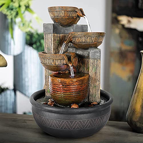 Hamiedun Tabletop Water Fountains Indoor Waterfall and Calming Water Sound Relaxation Desktop Fountain,The for Office, Room Decoration, Portable Feng Shui Fountain Indoor and Outdoor (15.7iches)