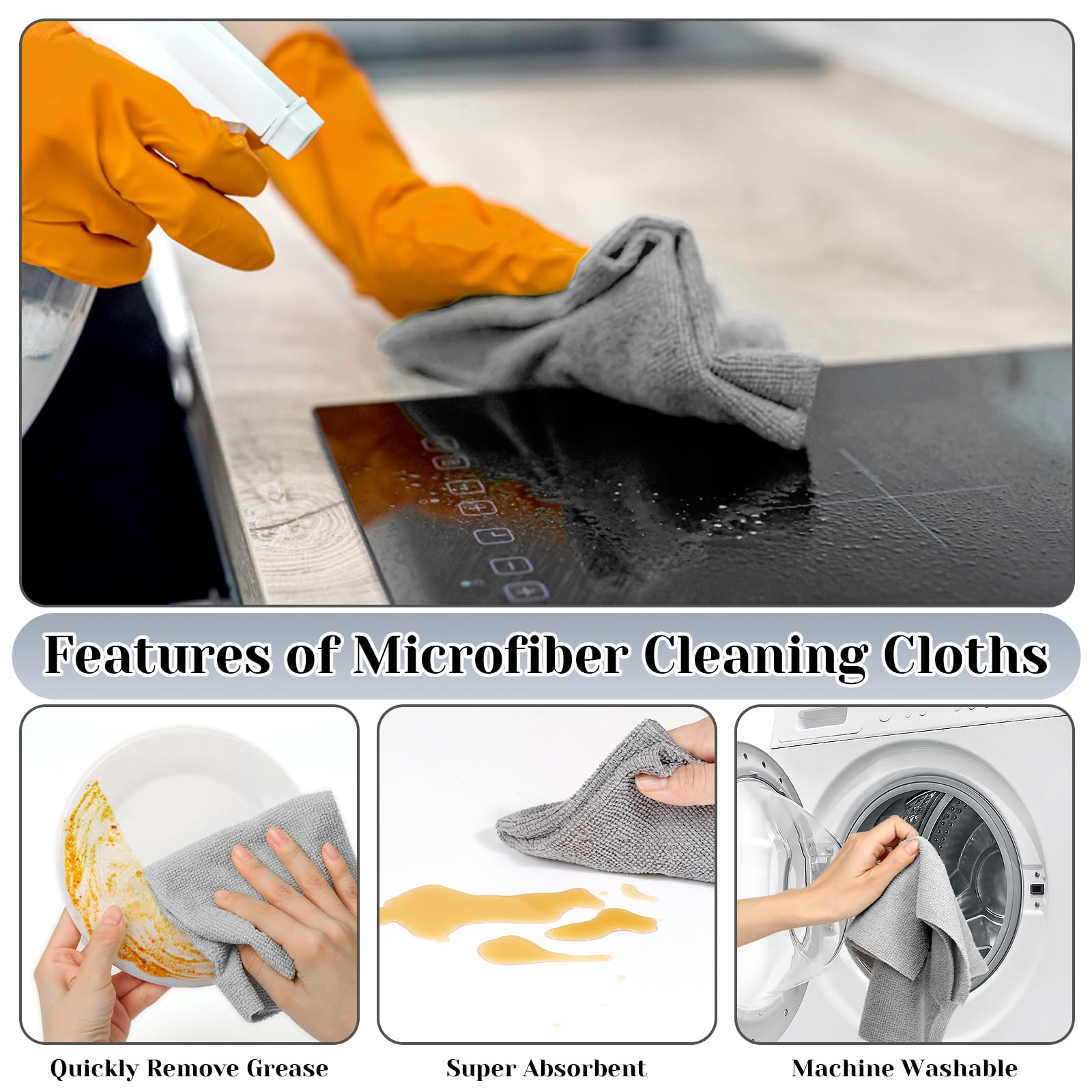 LifeisLuck 45 Pack Microfiber Cleaning Cloth Roll, 10" x 10" Tear Away Reusable Towels Washable Rags Super Absorbent Microfiber Towels for Car Drying Dishes Kitchen Cleaning