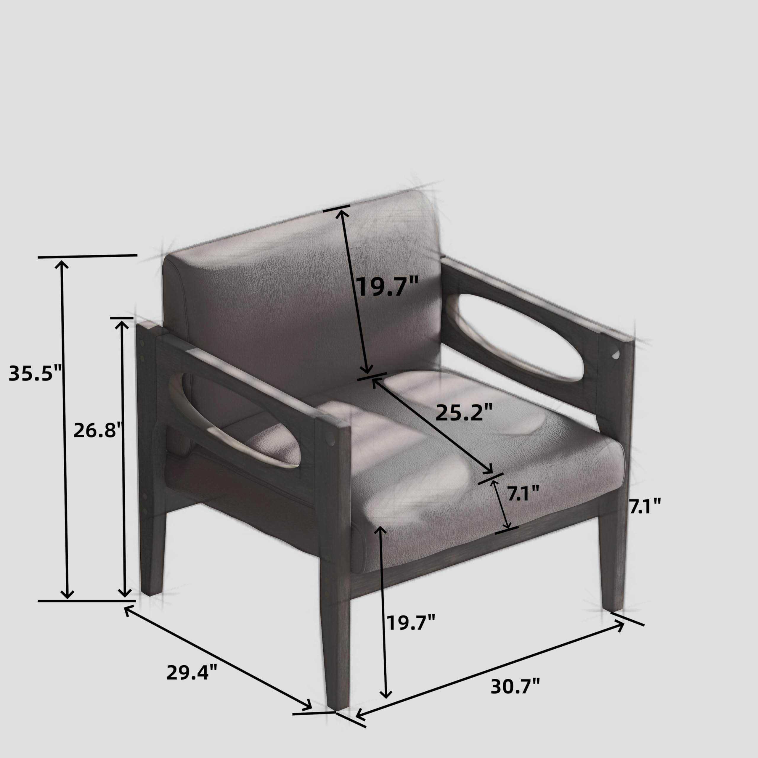 PU Leather Accent Chair, Mid-Century Modern Armchair with Solid Wood Legs, Reading Leisure Chair with High Back for Living Room Bedroom Waiting Room(Espresso)