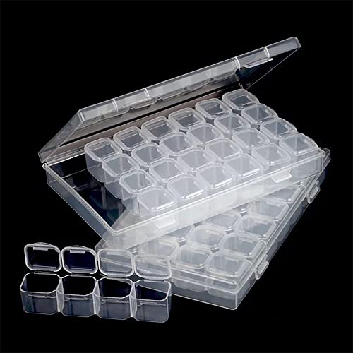 SULLMAR 3PCS 28 grids Rhinestone Box Diamond Picture Box Plastic Jewelry Storage Box Storage Container Gem Container Nail Tools Storage Box DIY Art Craft Nail Art Small Jewelry Bead Storage